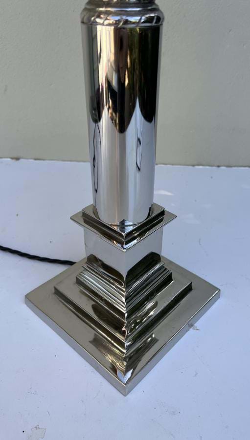 English Deco Chrome Crown Lamp/Shade