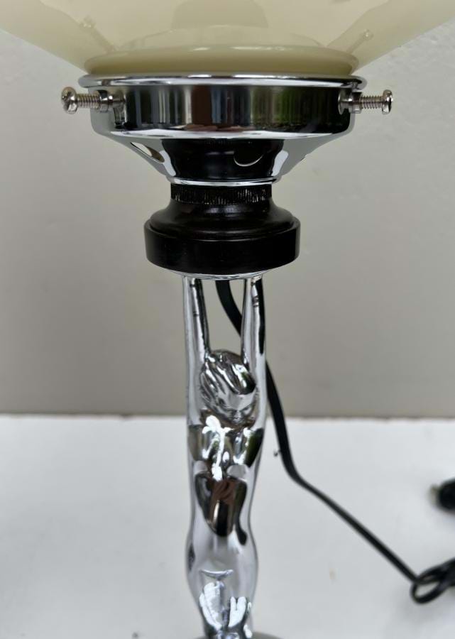 Deco Chrome Lady Lamp/Shade Pair