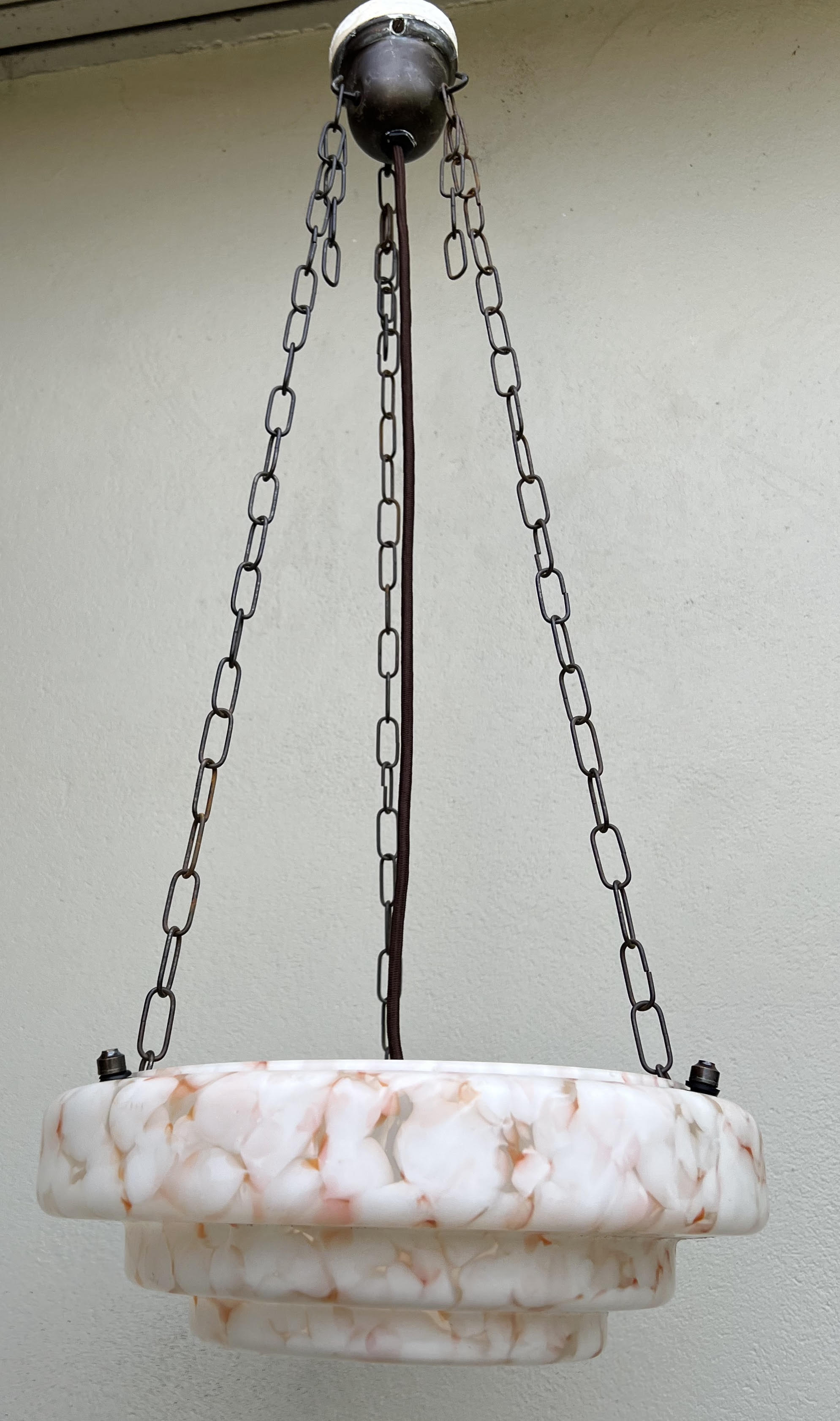 Large Deco Stepped Glass Light Shade